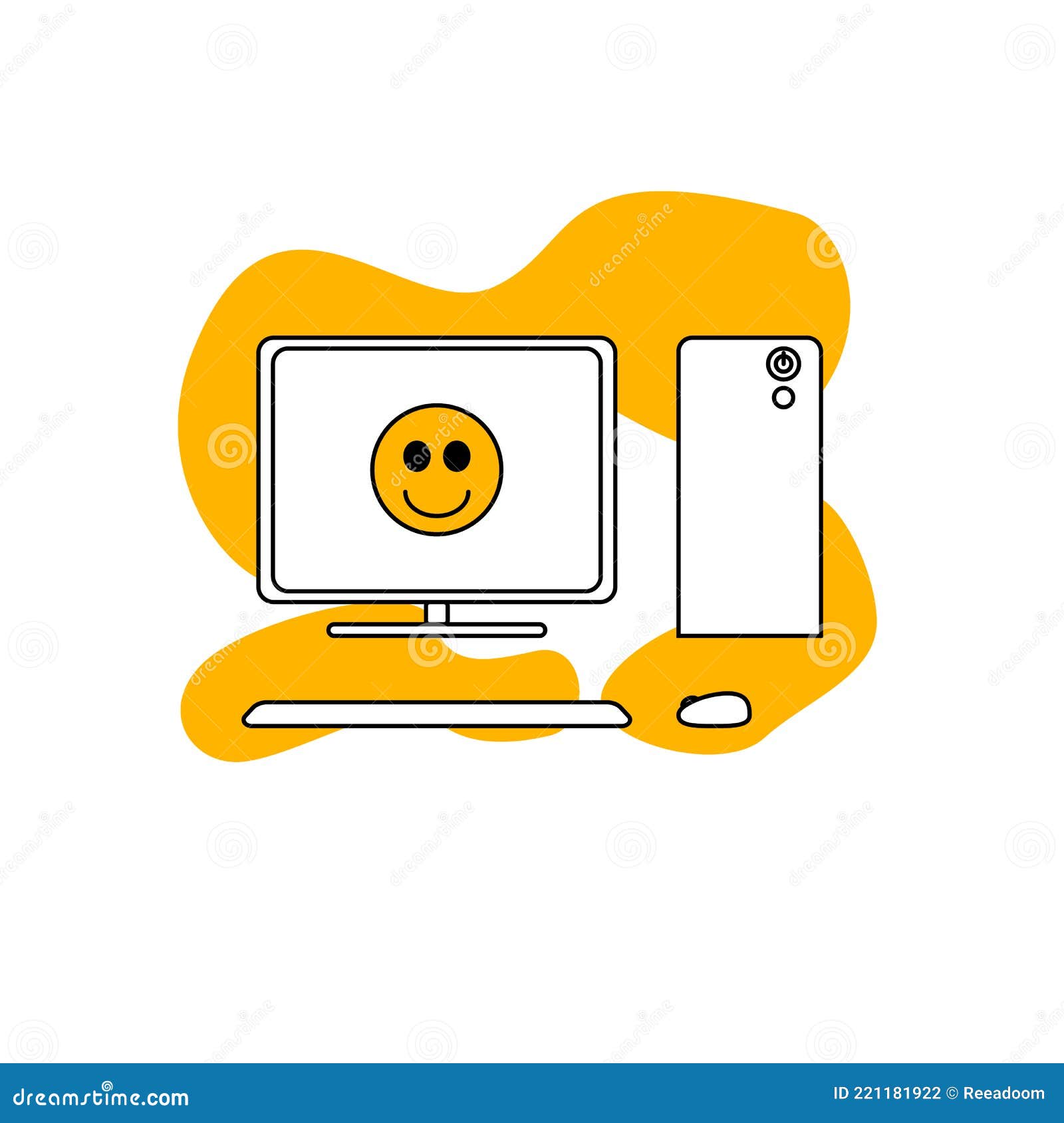 The Computer Icon. PC Symbol. Flat Vector Illustration on Yellow ...