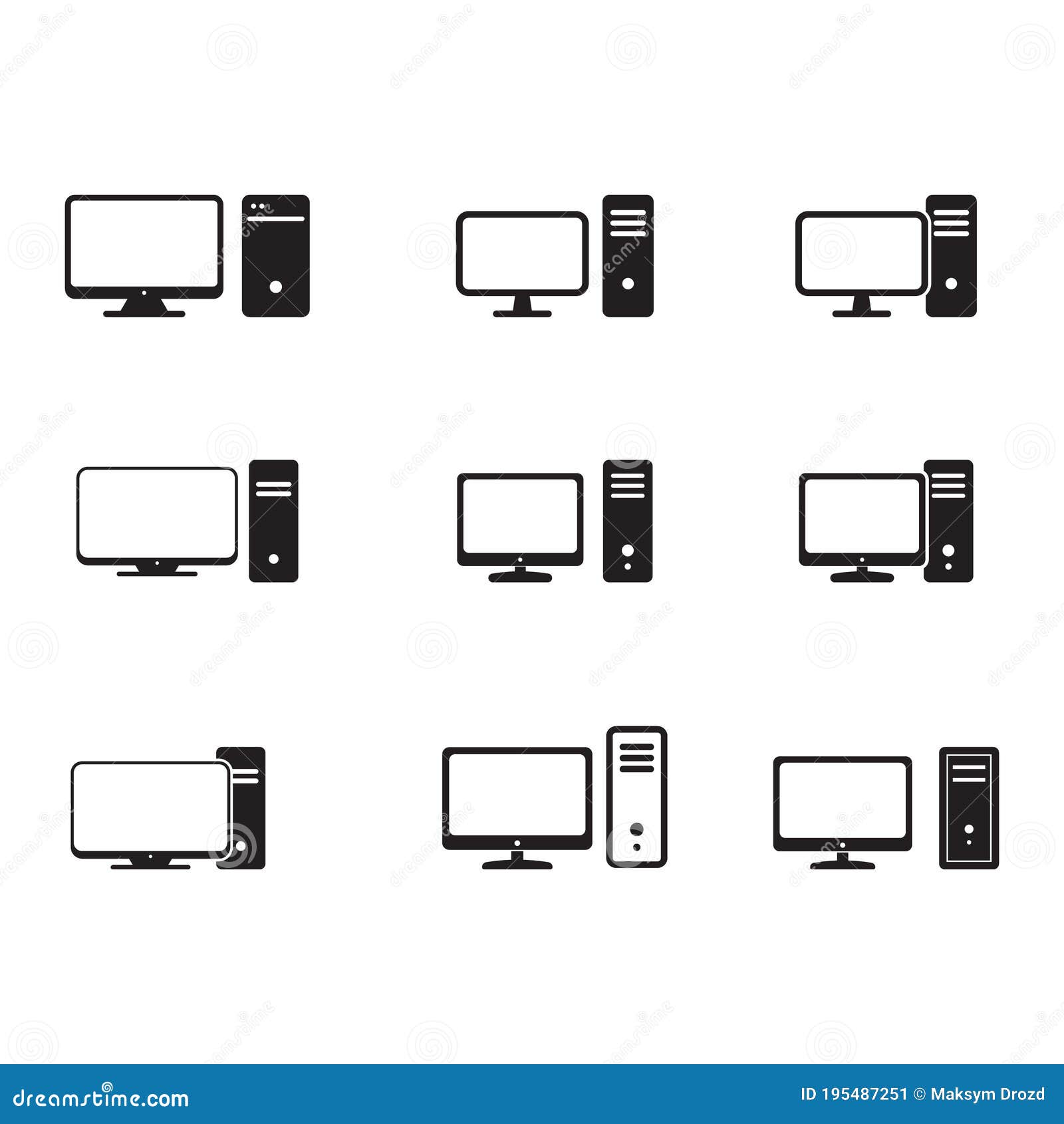 The Computer Icon. PC Symbol Stock Vector - Illustration of button ...