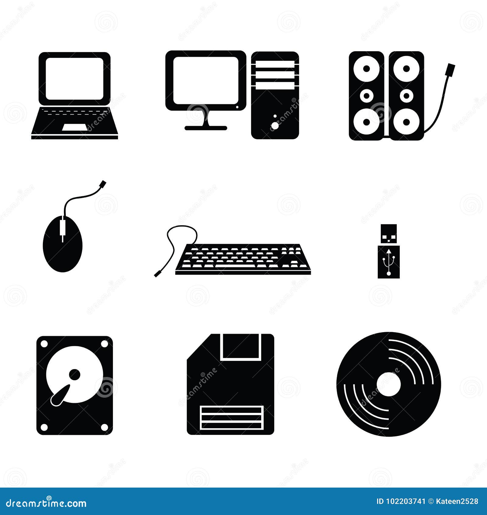 Computer icon set stock vector. Illustration of digital - 102203741