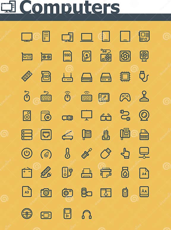 Computer icon set stock vector. Illustration of monitor - 38375613
