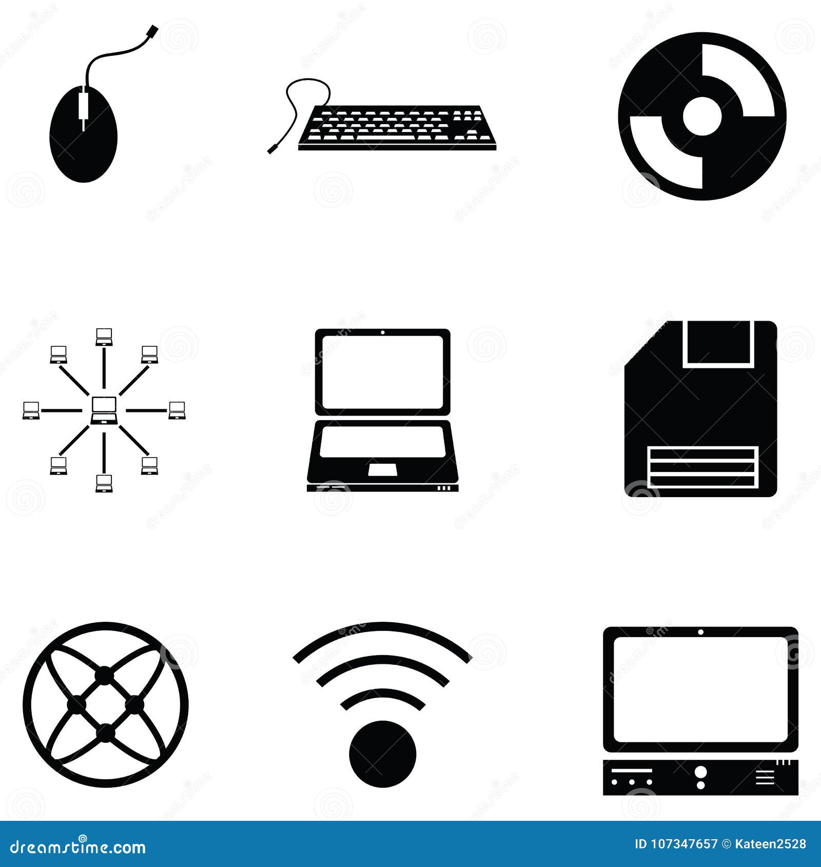 Computer icon set stock vector. Illustration of laptop - 107347657