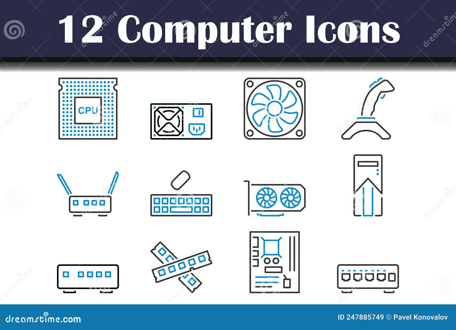 Computer Icon Set stock vector. Illustration of stroke - 247885749