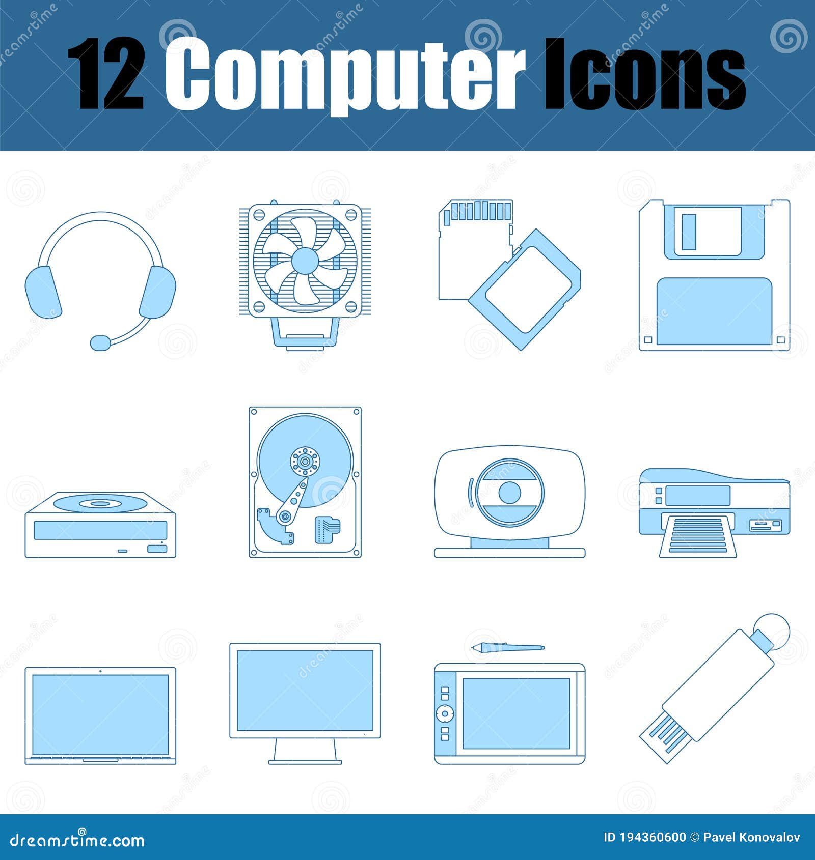 Computer Icon Set stock vector. Illustration of receiver - 194360600