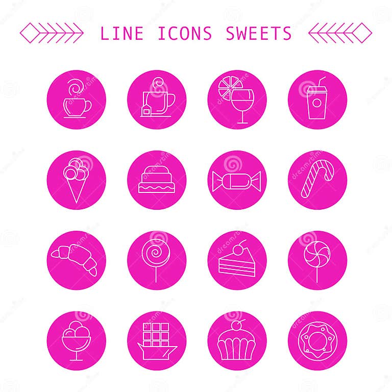 Computer Icon Set with Different Sweets Stock Vector - Illustration of ...