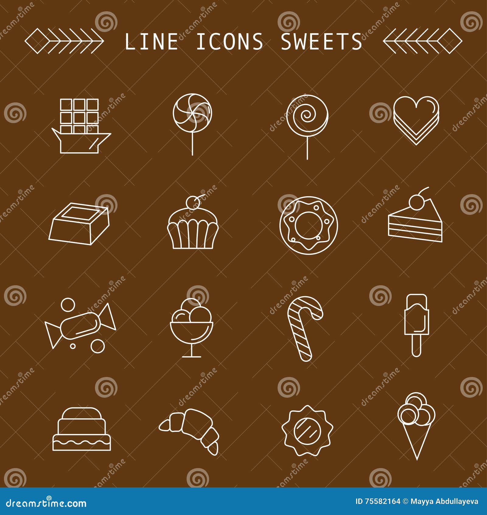 Computer Icon Set with Different Sweets Stock Vector - Illustration of ...