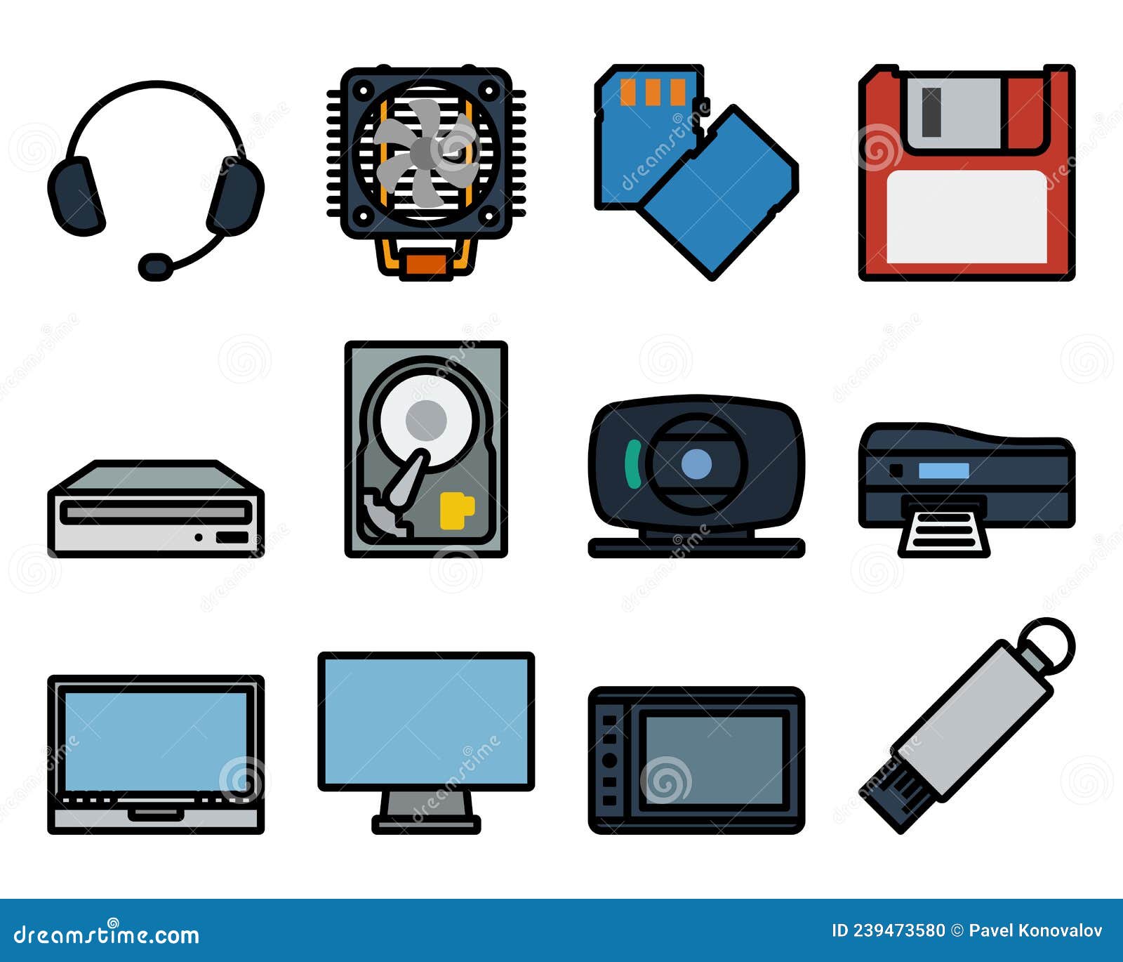 Computer Icon Set stock vector. Illustration of computer - 239473580