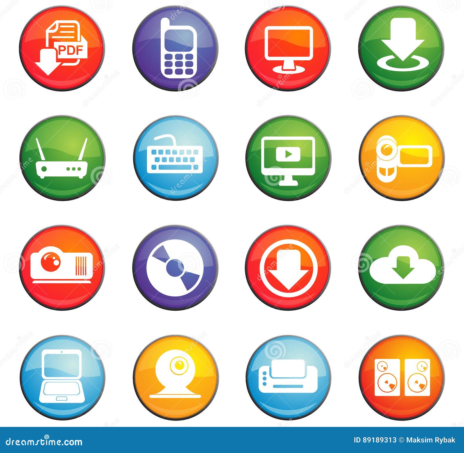Computer icon set stock illustration. Illustration of notebook - 89189313