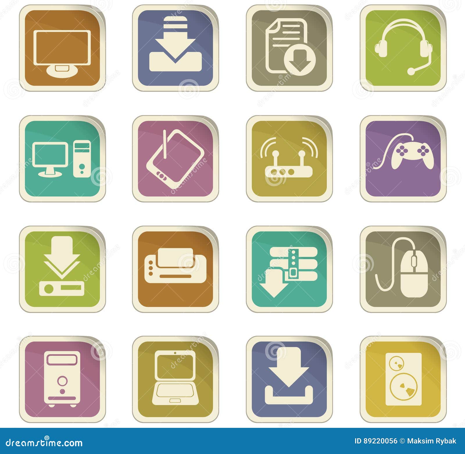 Computer icon set stock illustration. Illustration of computer - 89220056