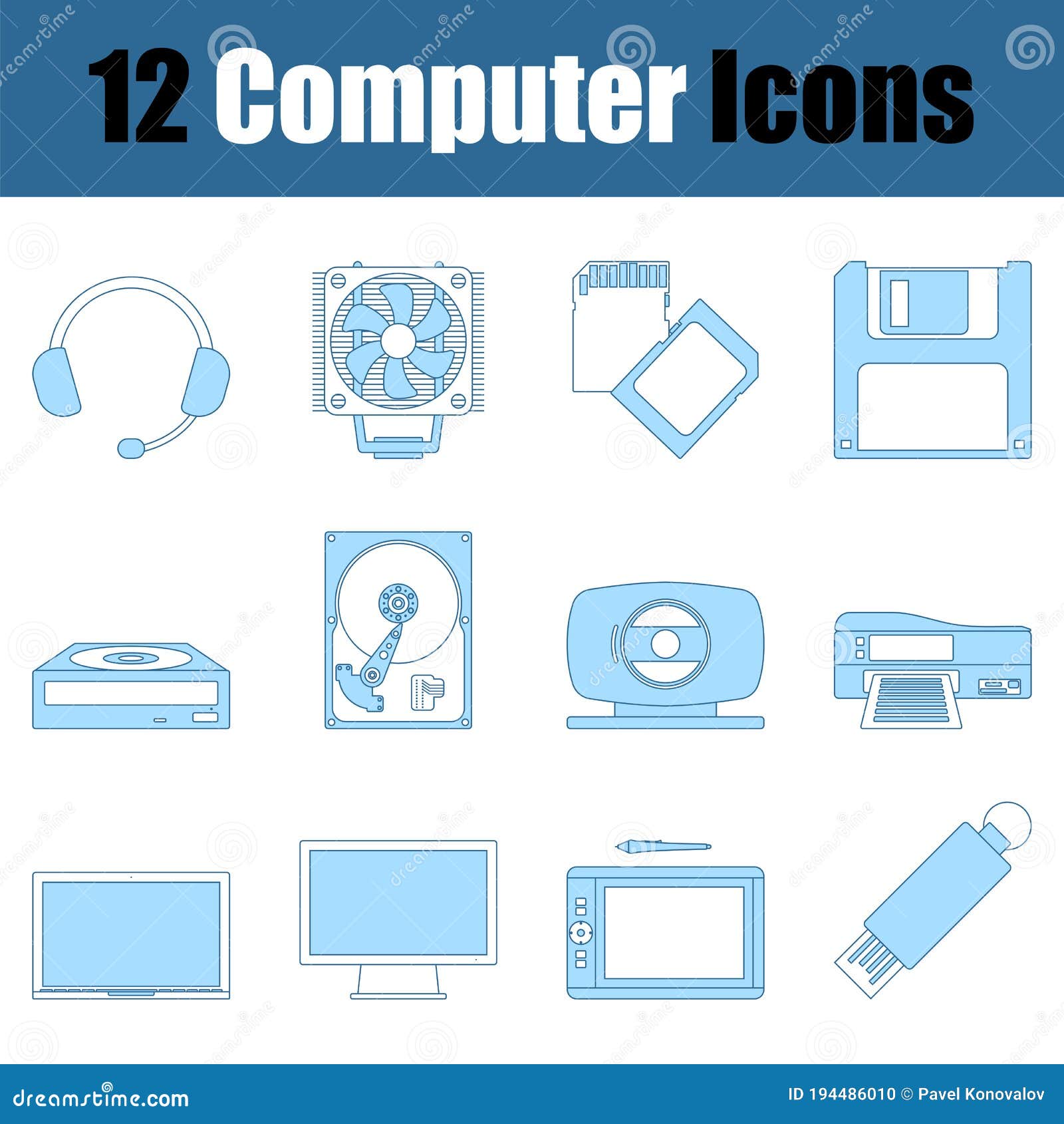 Computer Icon Set stock vector. Illustration of components - 194486010