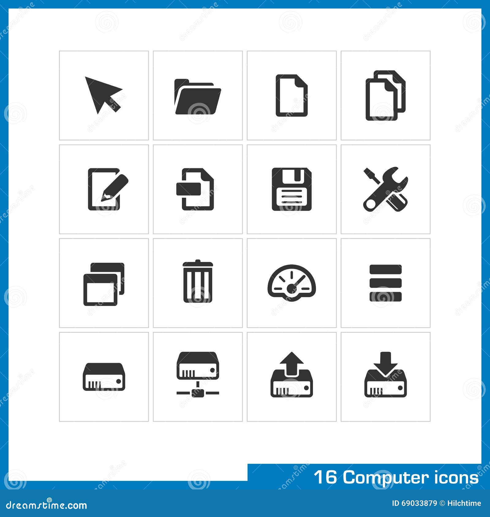 Computer icon set. stock vector. Illustration of folder - 69033879