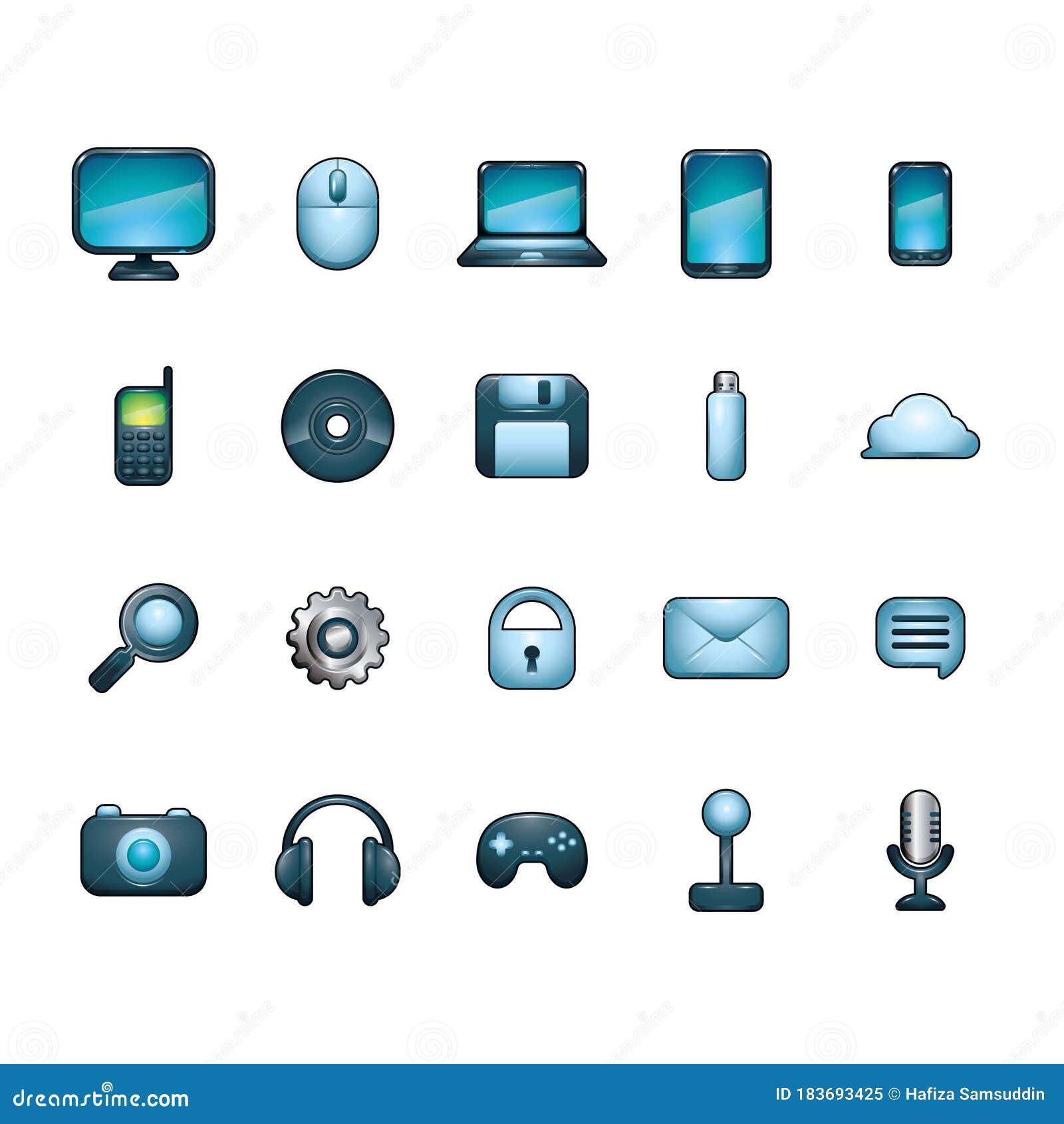 Computer Icon Set. Vector Illustration Decorative Background Design ...