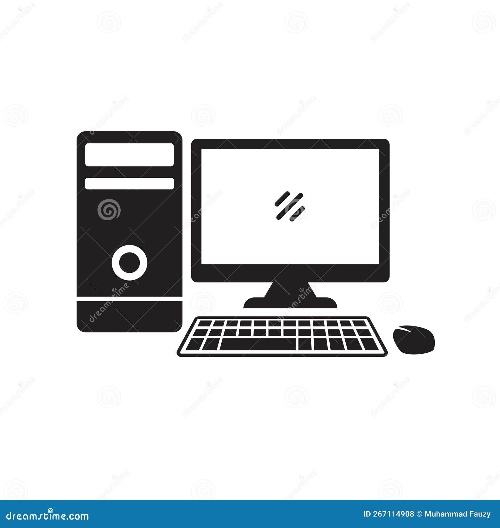 Computer Icon with Black and White Color Stock Vector - Illustration of ...