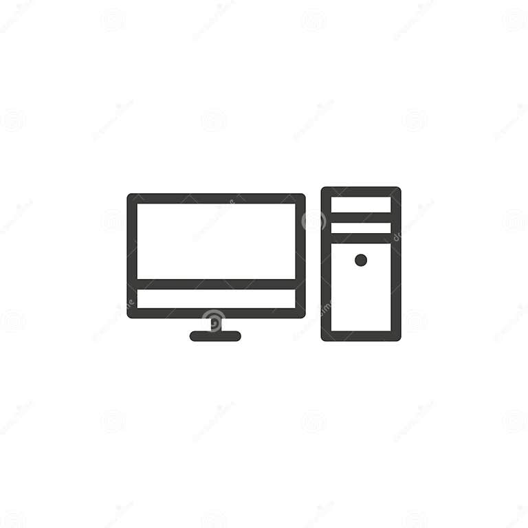 Computer Icon Simple Outline Vector Logo Stock Vector - Illustration of ...