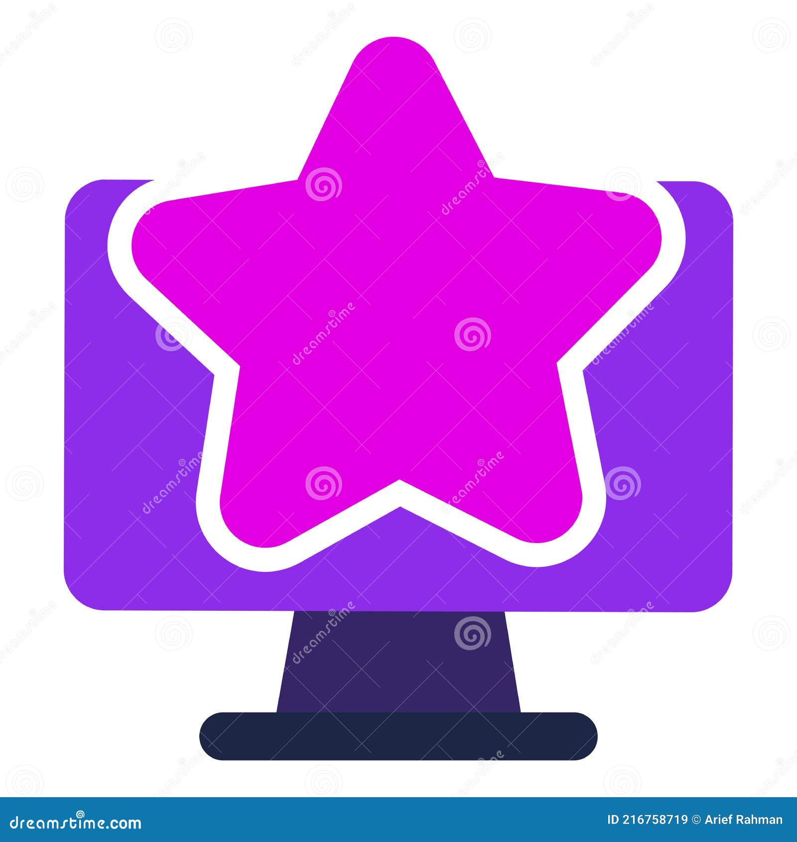 Computer Icon. Computer with Star Stock Vector - Illustration of ...