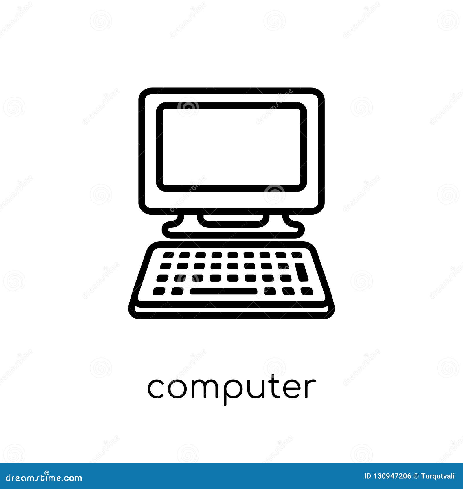 Computer Icon. Trendy Modern Flat Linear Vector Computer Icon on Stock ...