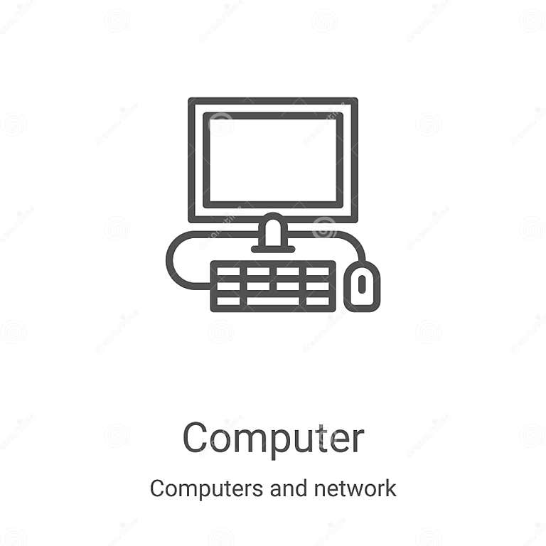 Computer Icon Vector From Computers And Network Collection Thin Line Computer Outline Icon