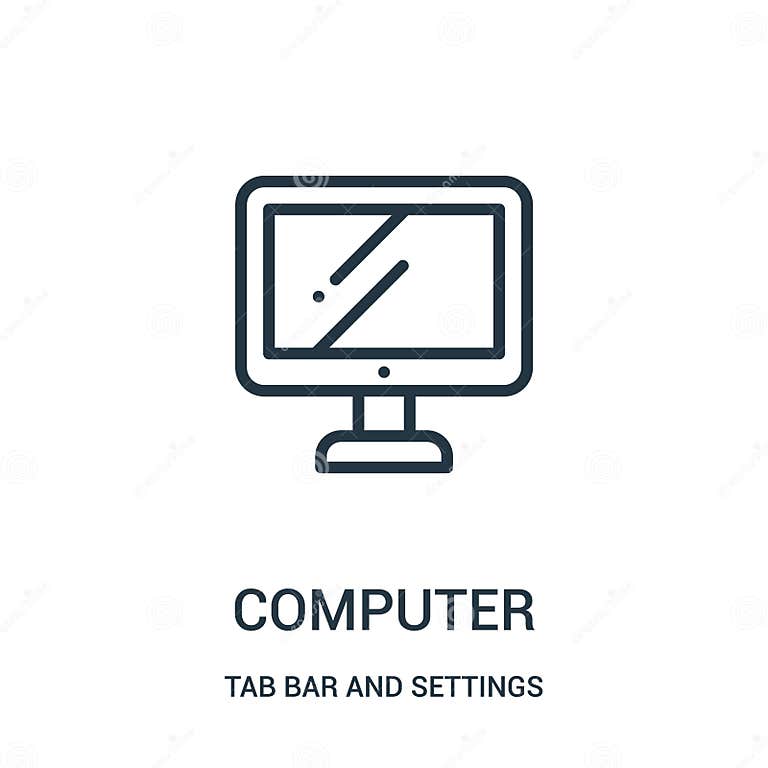 Computer Icon Vector From Tab Bar And Settings Collection Thin Line Computer Outline Icon