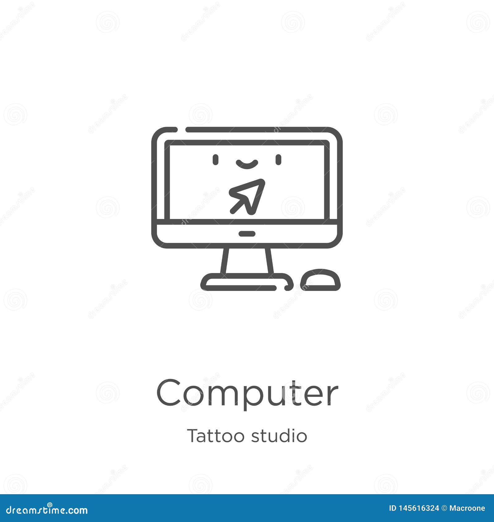 Computer Icon Vector from Tattoo Studio Collection. Thin Line Computer ...