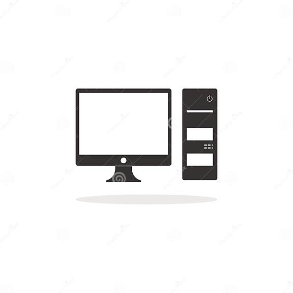 Computer Icon on White Background Stock Vector - Illustration of ...