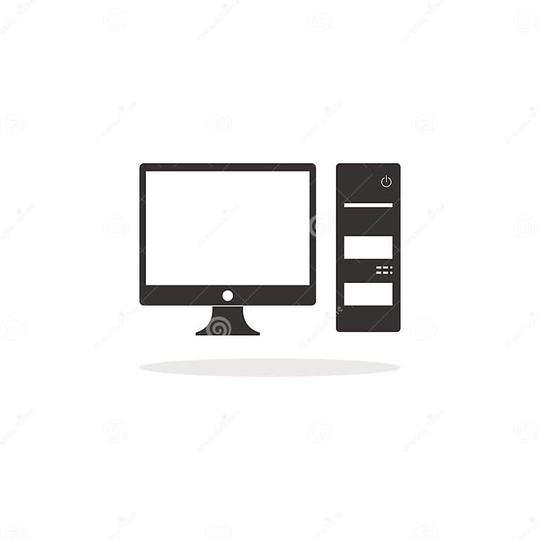 Computer Icon on White Background Stock Vector - Illustration of ...