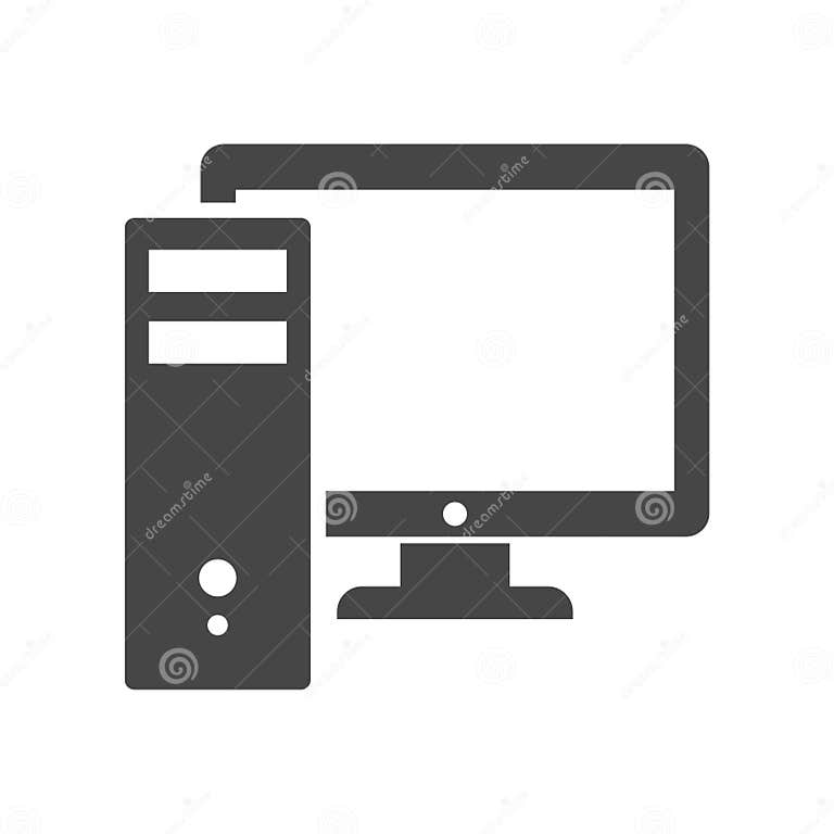 Computer Icon on White Background Stock Illustration - Illustration of ...