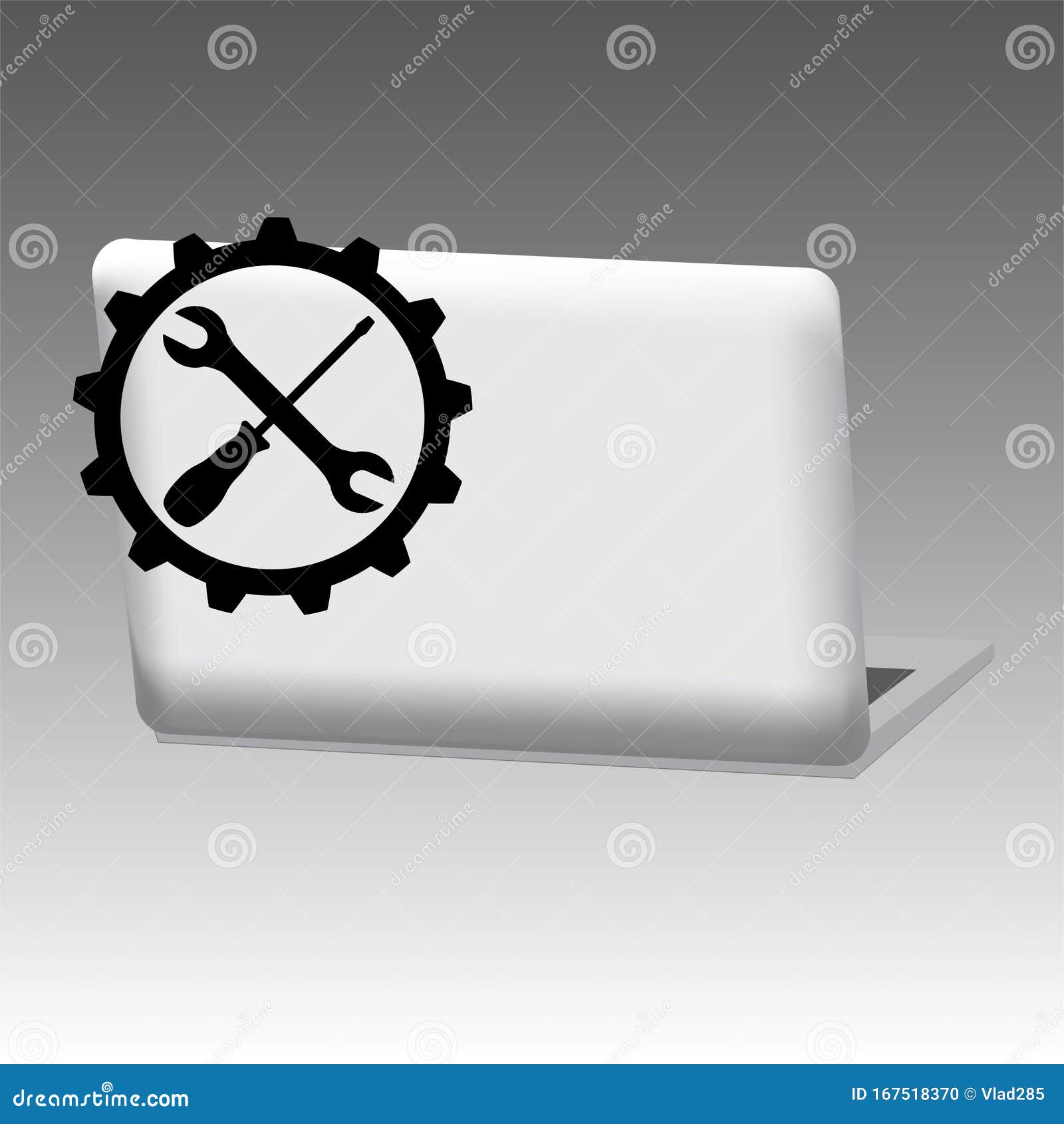 Computer Icon with Wrench and Screwdriver on Screen. Stock Vector ...