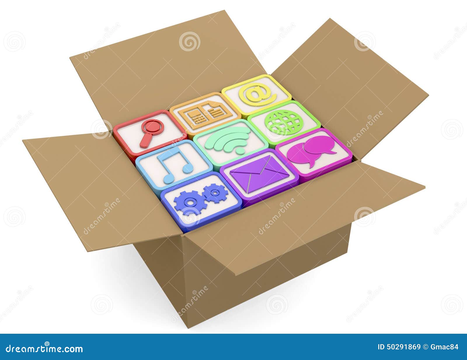 Computer Icons in the Box - 3D Stock Illustration - Illustration of ...