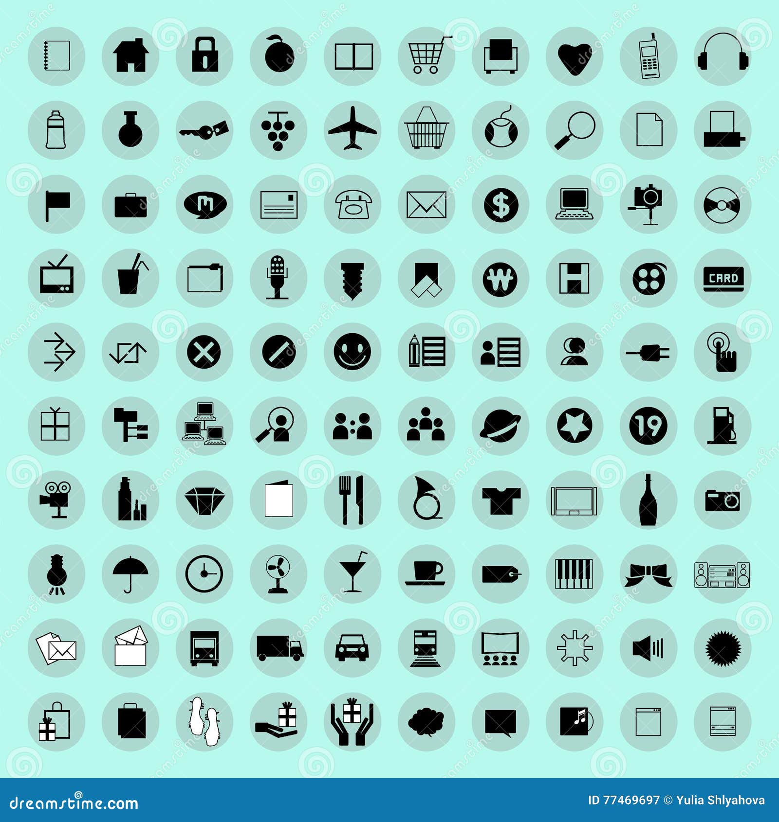 Computer icons and buttons stock vector. Illustration of flat - 77469697
