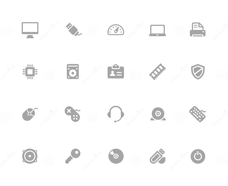Computer Icons // 32 Pixels Icons White Series Stock Vector ...