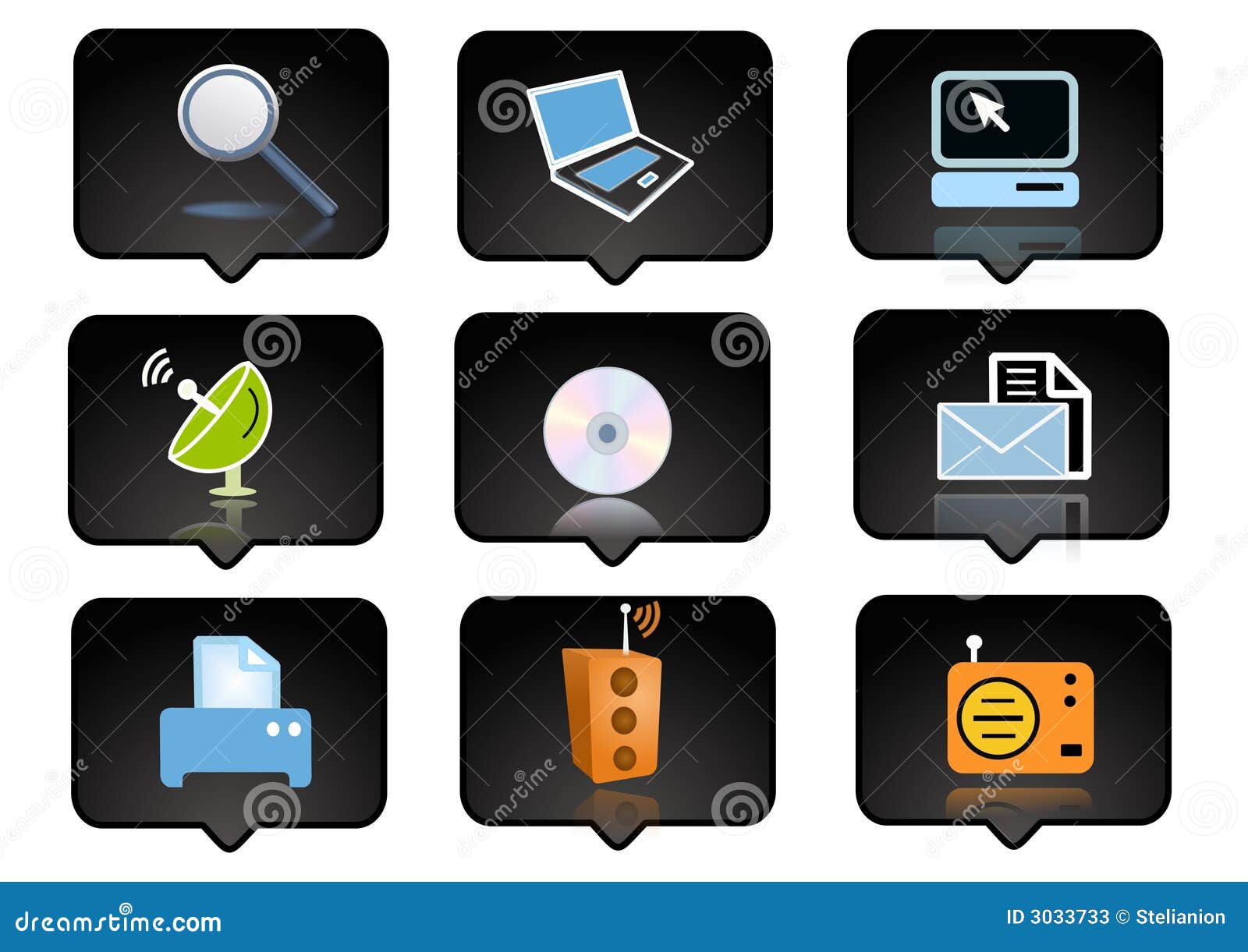 Computer icons set 1 stock illustration. Illustration of icon - 3033733