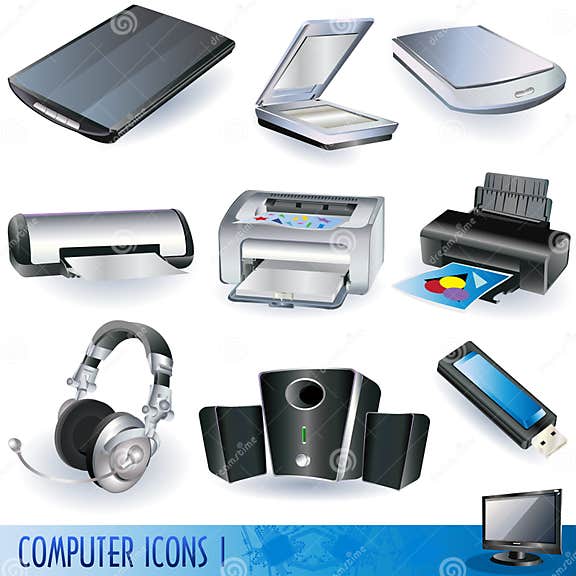 Computer icons set stock vector. Illustration of electronics - 13596887