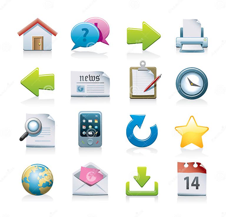 Computer icons set stock vector. Illustration of arrow - 14544006