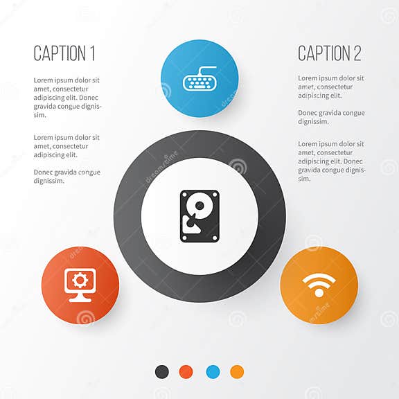 Computer Icons Set. Collection of PC, Wireless, Computer Keypad and ...