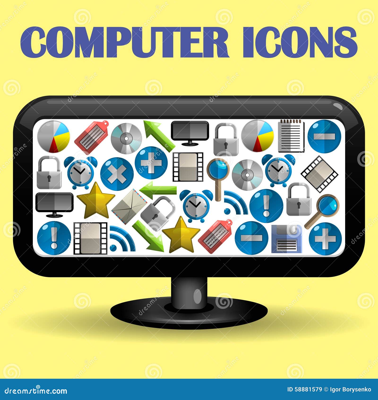 Computer icons set stock vector. Illustration of sharing - 58881579