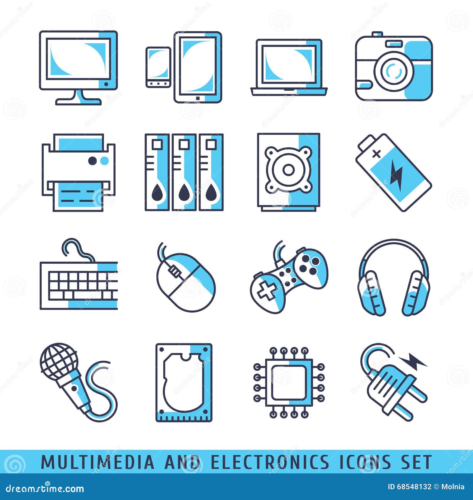 Computer Icons Set Lines Blue Vector Illustrat Stock Vector ...