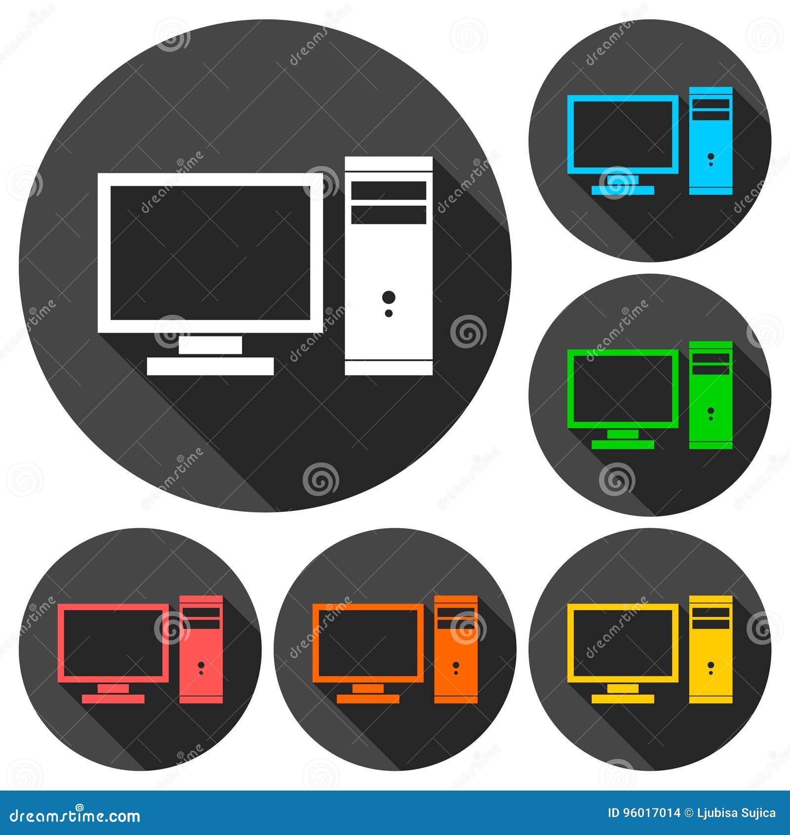 Computer Icons Set with Long Shadow Stock Illustration - Illustration ...
