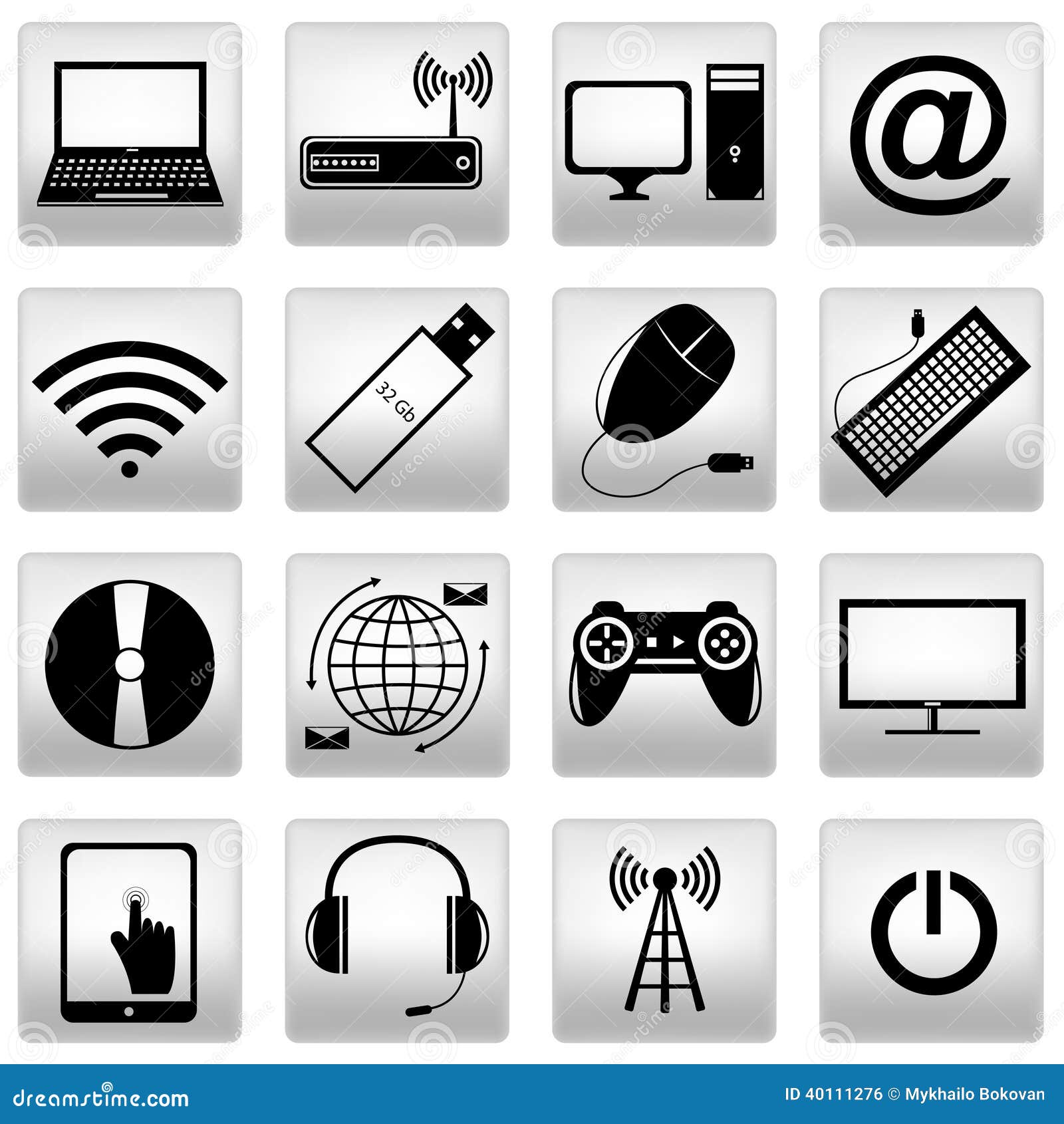 Computer icons set stock vector. Illustration of interface - 40111276