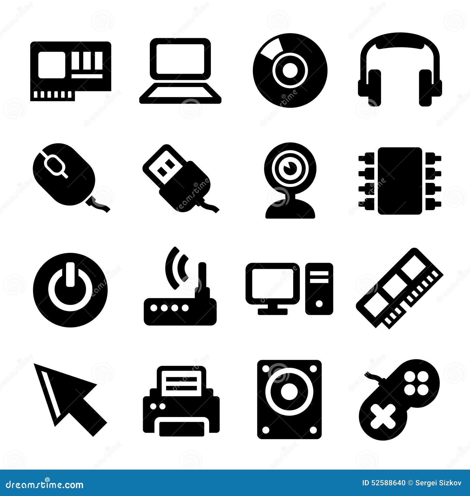 Computer Icons Set on White Background. Vector Stock Vector ...