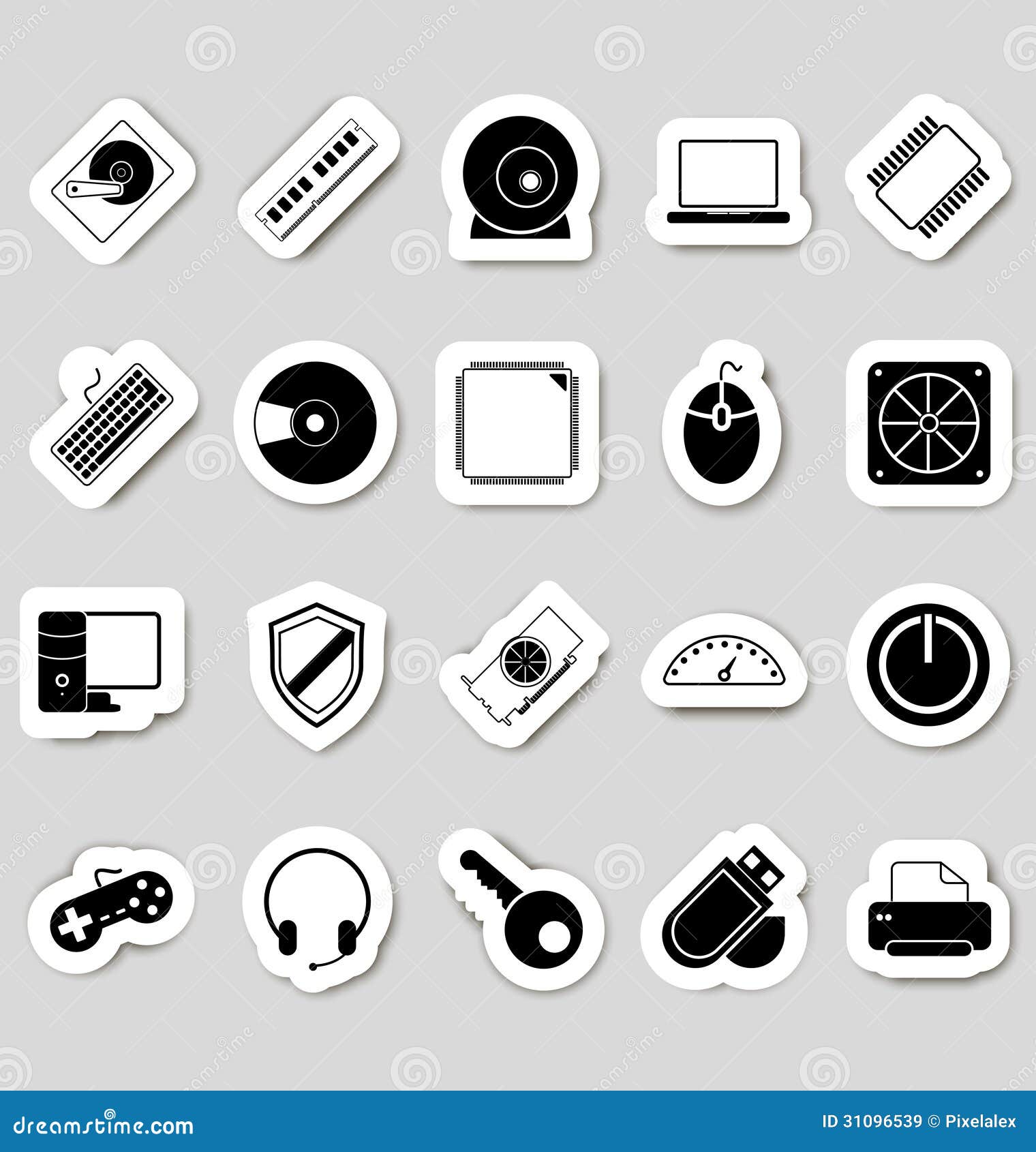 Computer icons stikers stock vector. Illustration of icon - 31096539