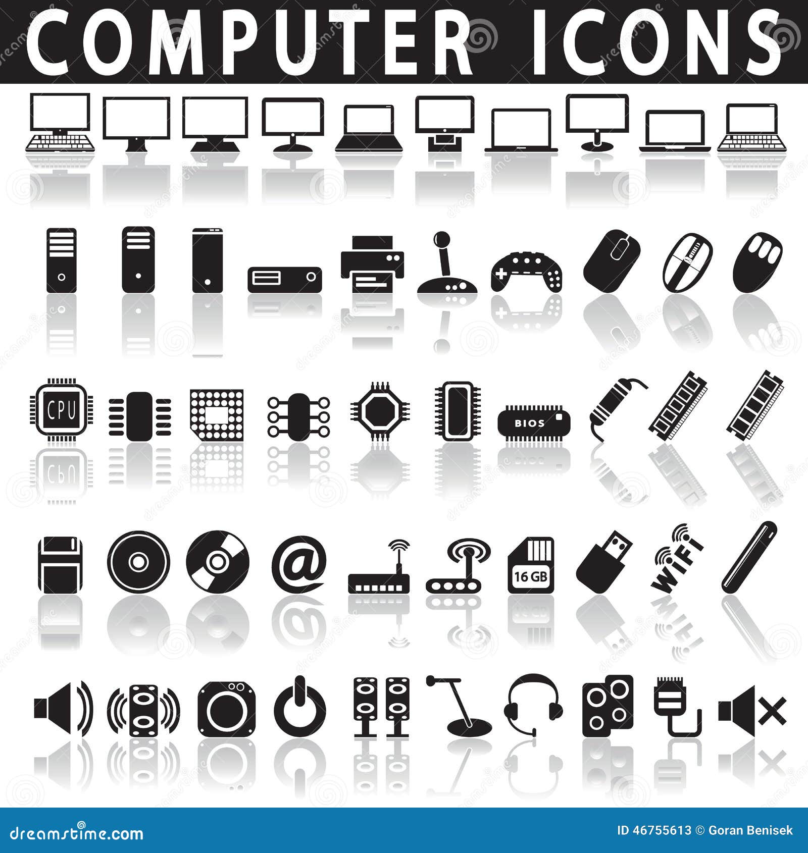Computer icons stock vector. Illustration of notebook - 46755613