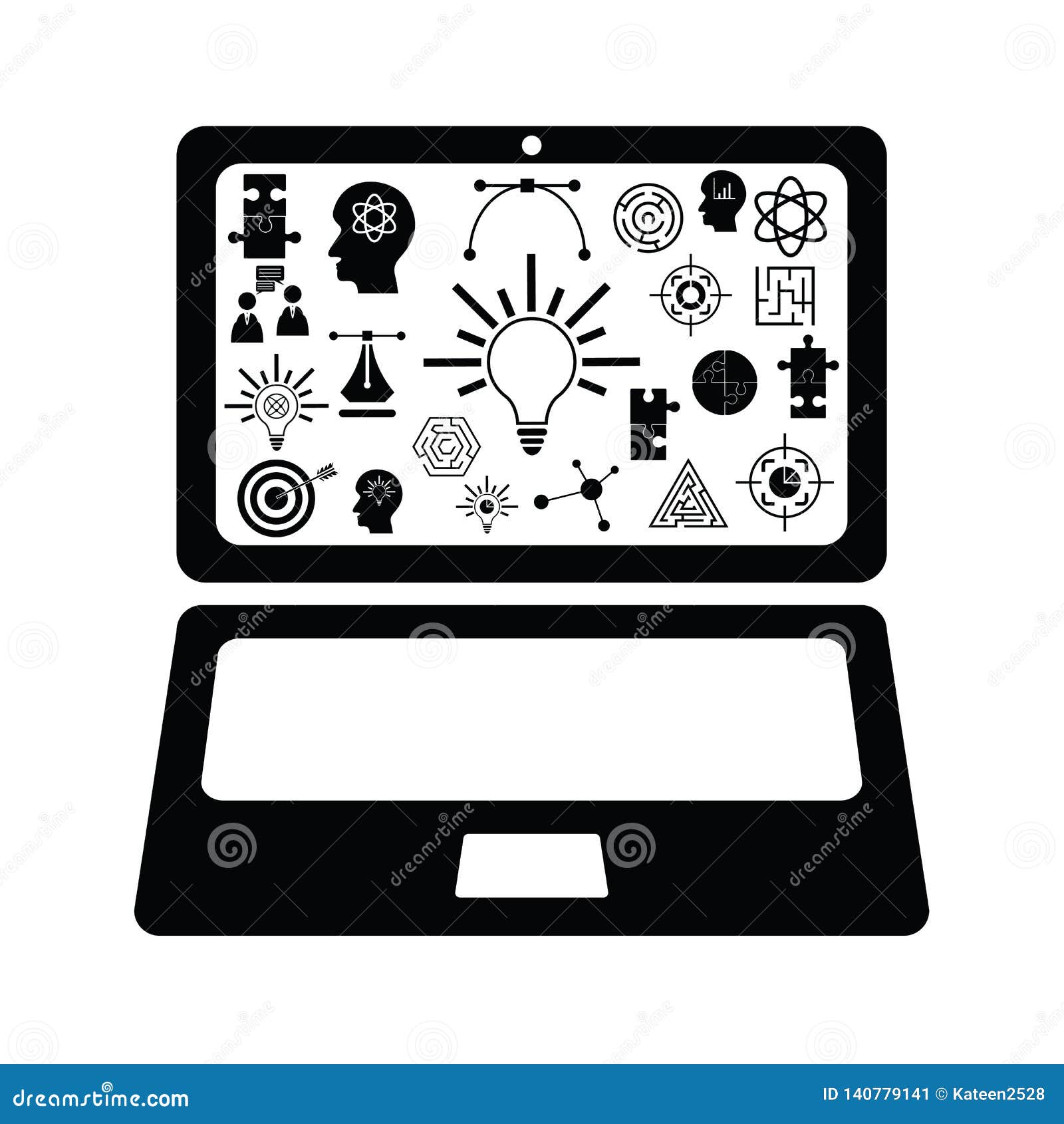 Computer idea concept stock vector. Illustration of black - 140779141