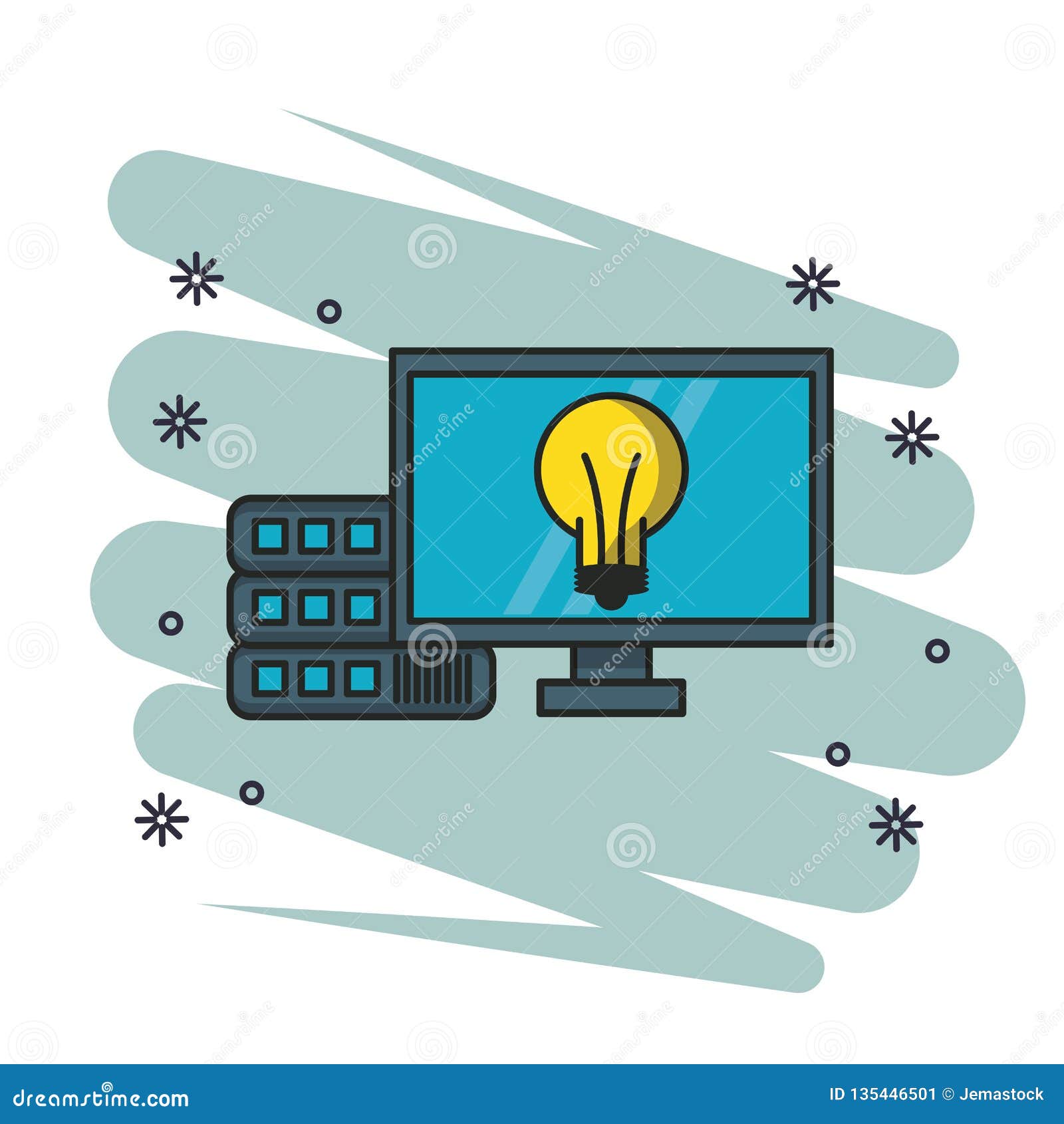 Computer with Idea and Database Stock Vector - Illustration of elements ...