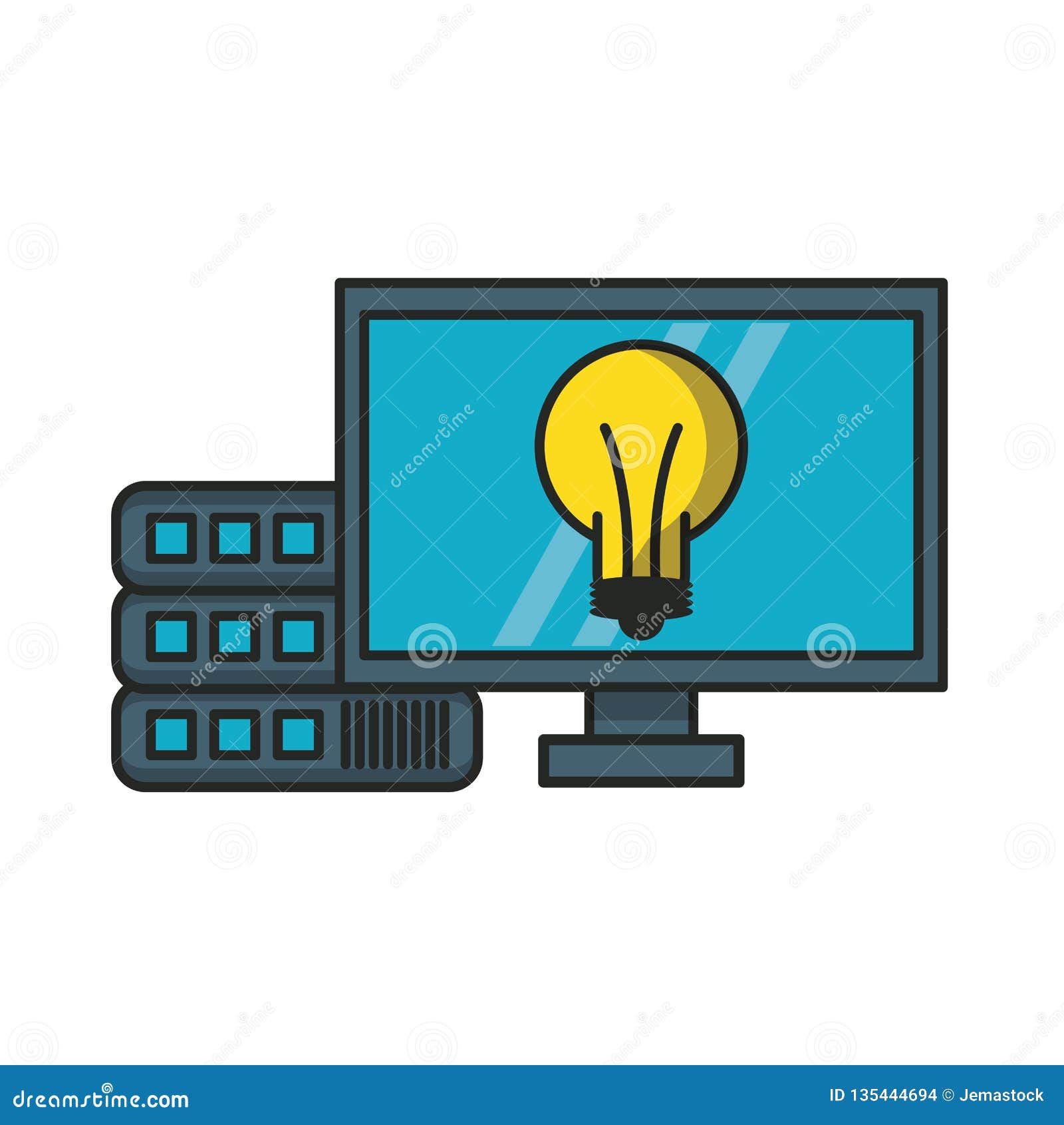 Computer with Idea and Database Stock Vector - Illustration of ...