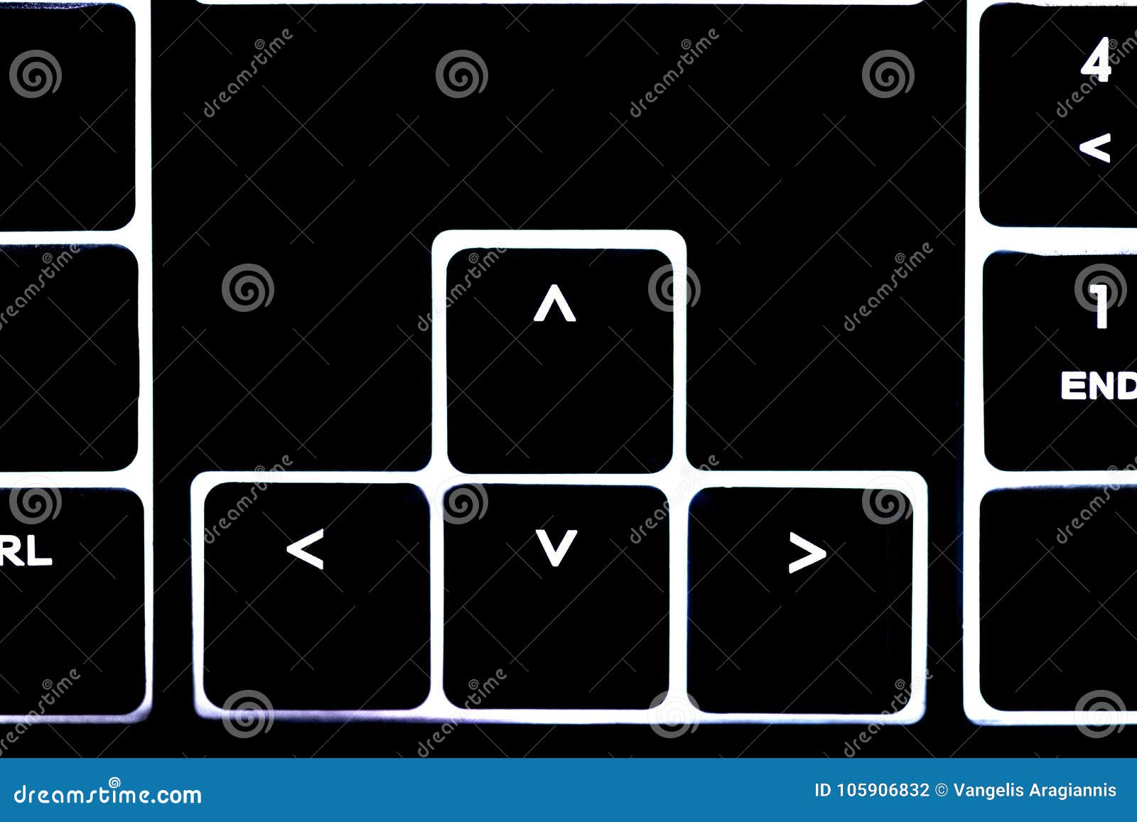 Computer Illuminated Keyboard, White Letters Stock Photo - Image of ...