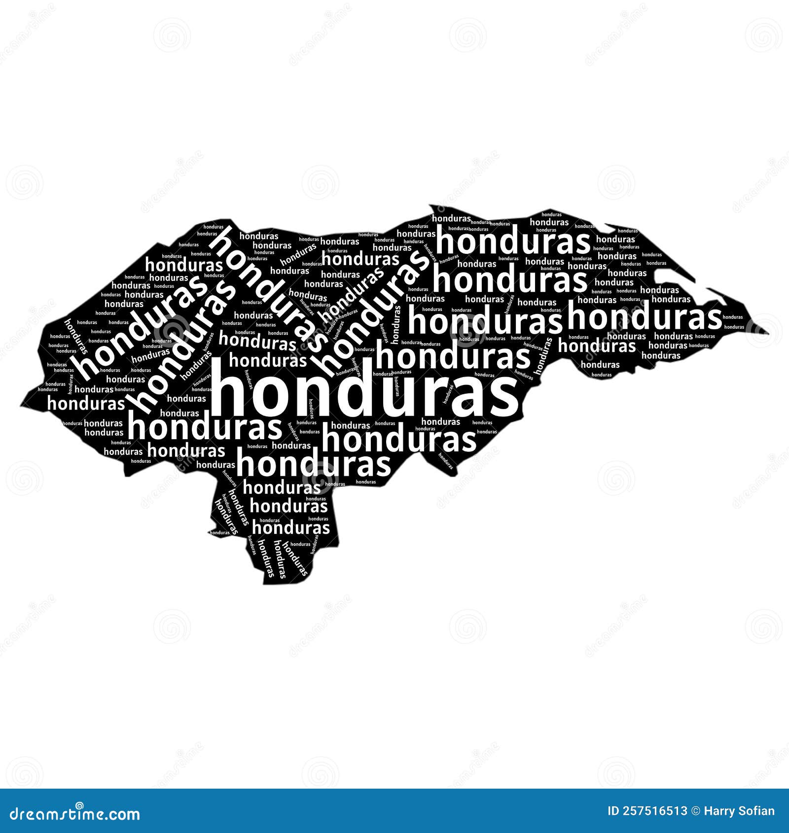 Honduras with Name. Isolated White Background Stock Illustration ...