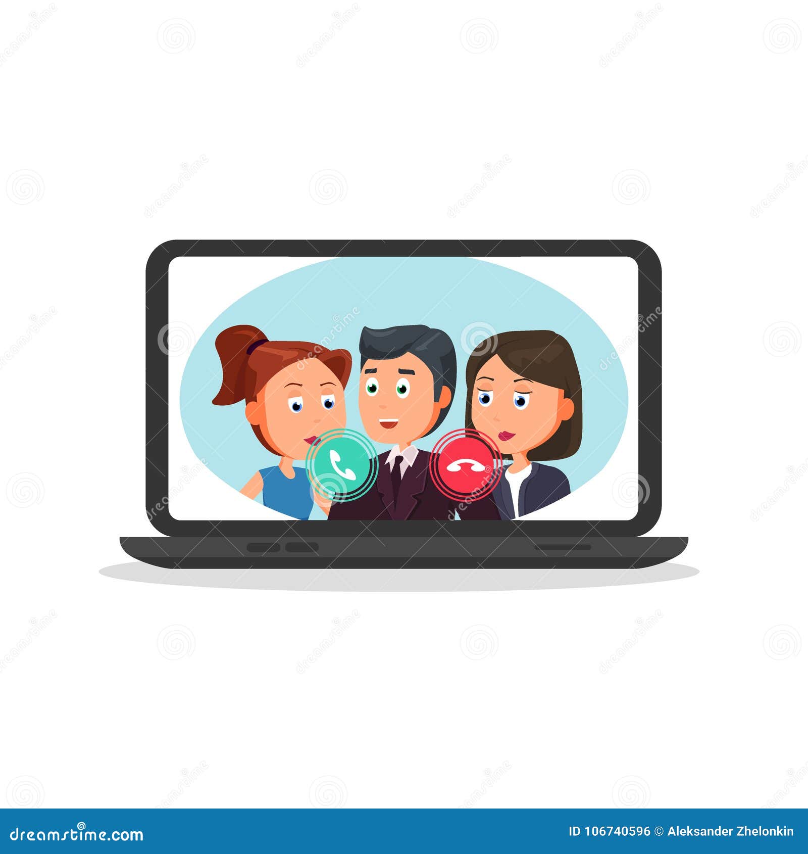 Computer with Incoming Call on the Screen. Incoming on the Laptop ...