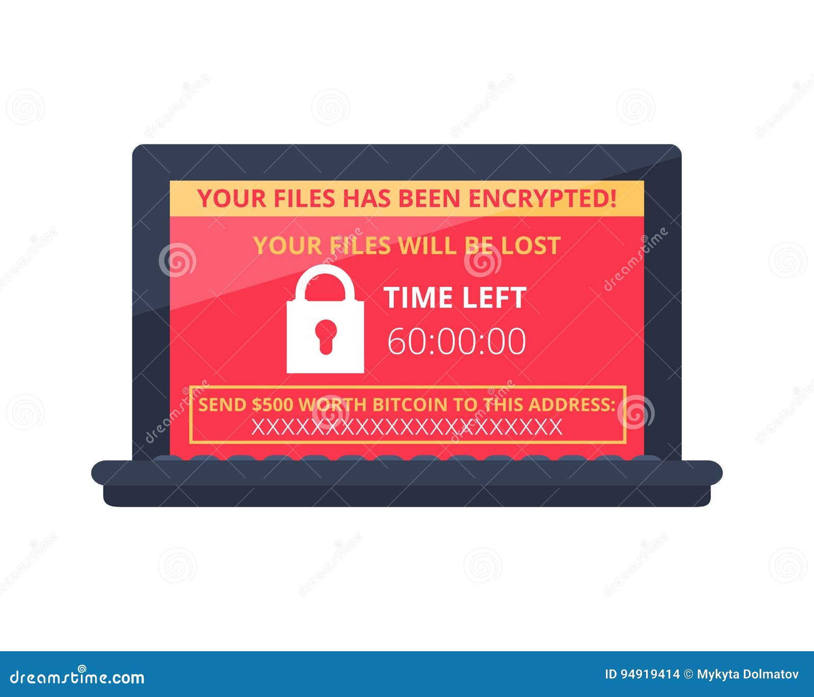 Computer Infected By Malware Ransomware Wannacry Virus Stock ...