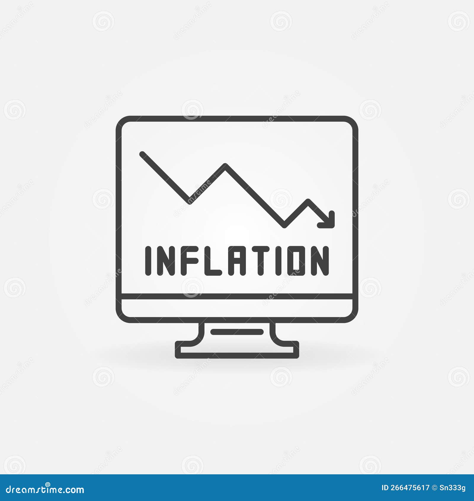 Computer with Inflation Falling Graph Vector Concept Linear Icon or ...