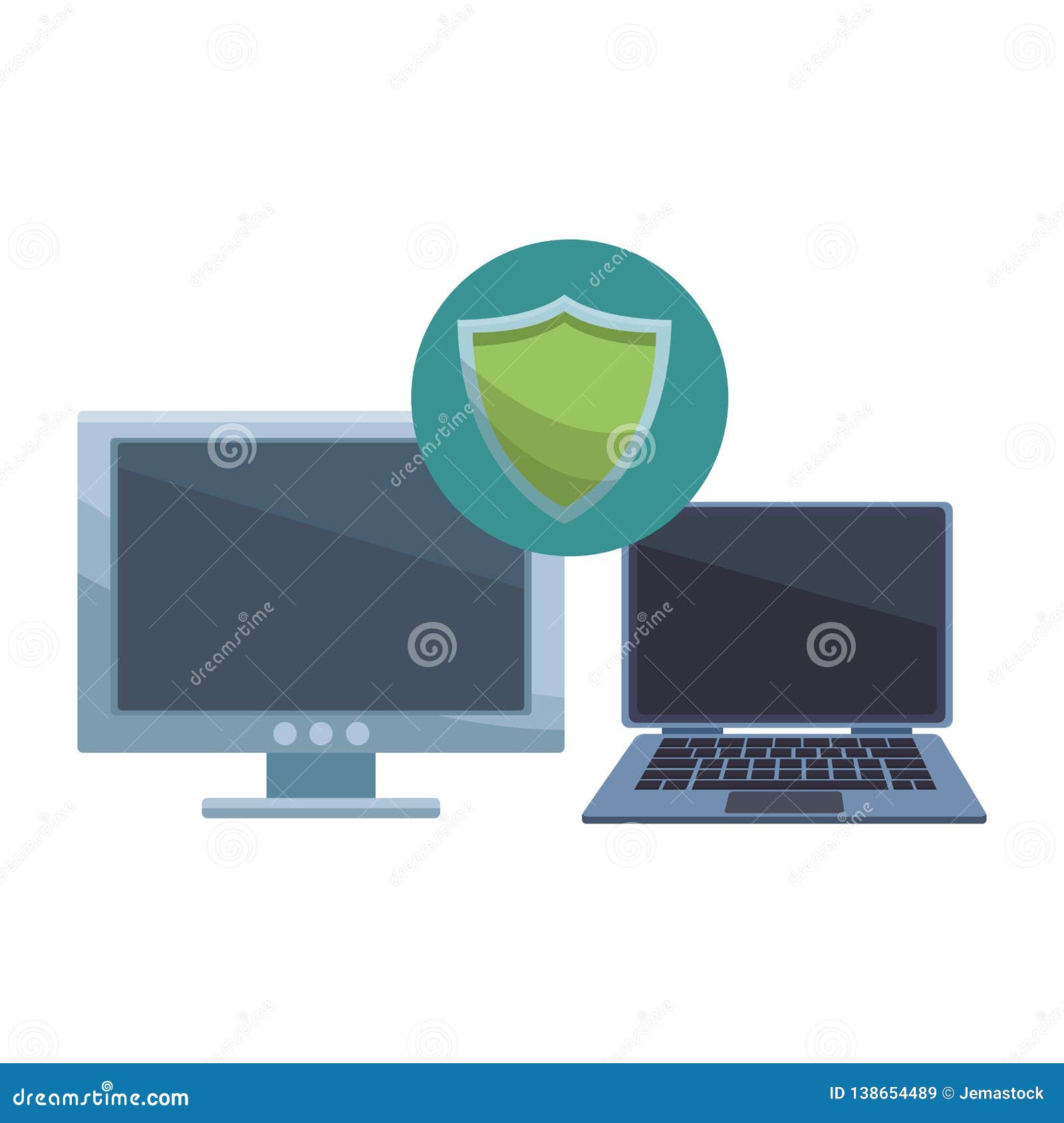Computer with Informatic Security Symbol Stock Vector - Illustration of ...
