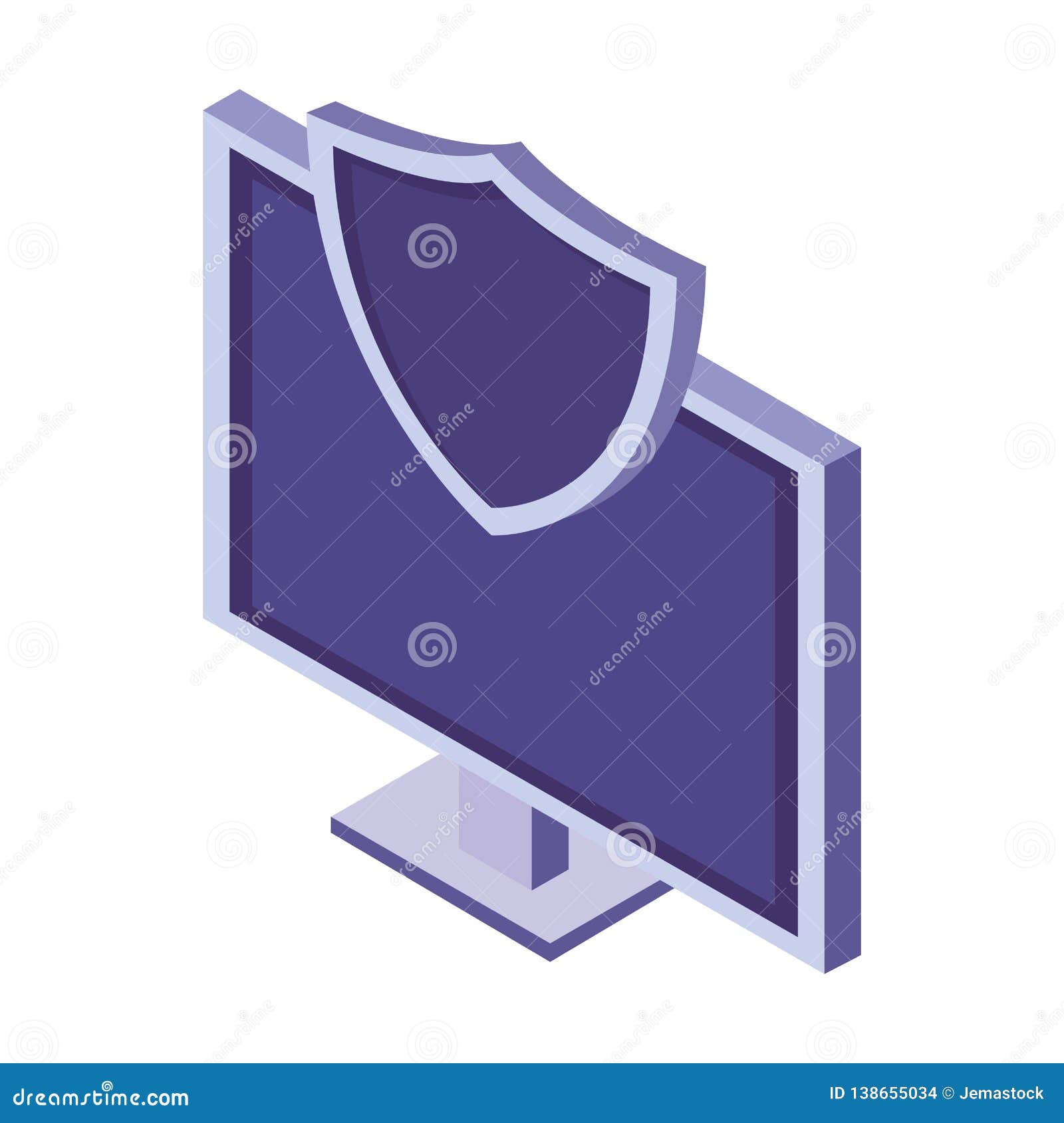 Computer with Informatic Security Symbol Stock Vector - Illustration of ...